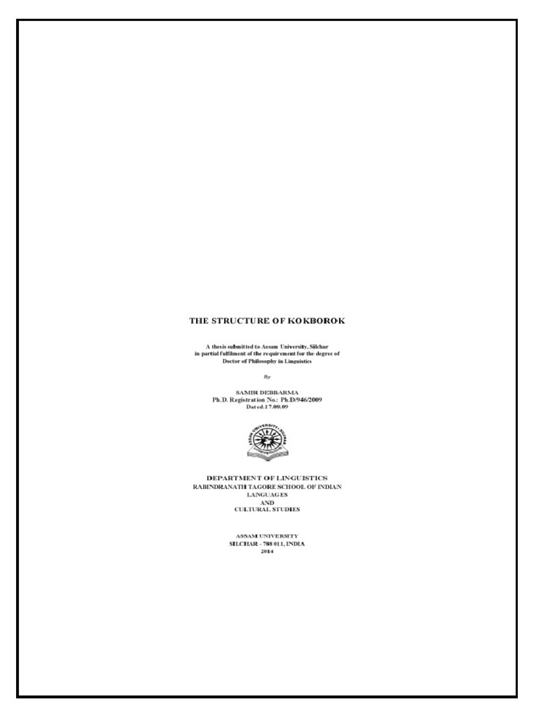 The Structure of Kokborok Samir Debbarma PDF Download | PDF | Verb ...