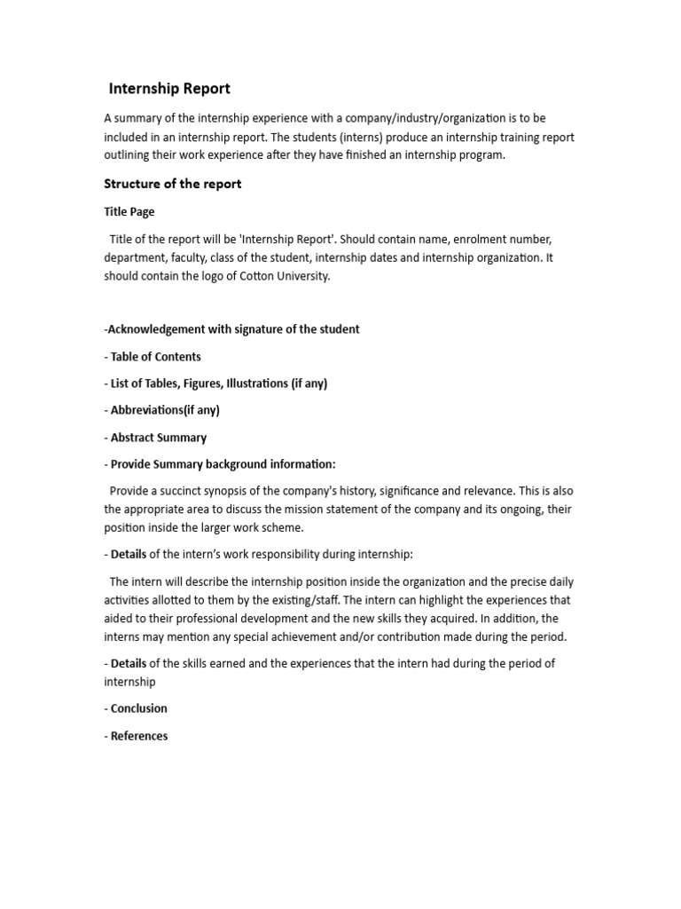 Internship Report Format | PDF
