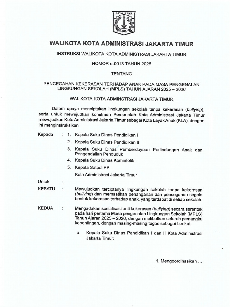 Inwal Pencegahan Kekerasan THD Anak Mpls THN Ajaran 2025-2026 | PDF