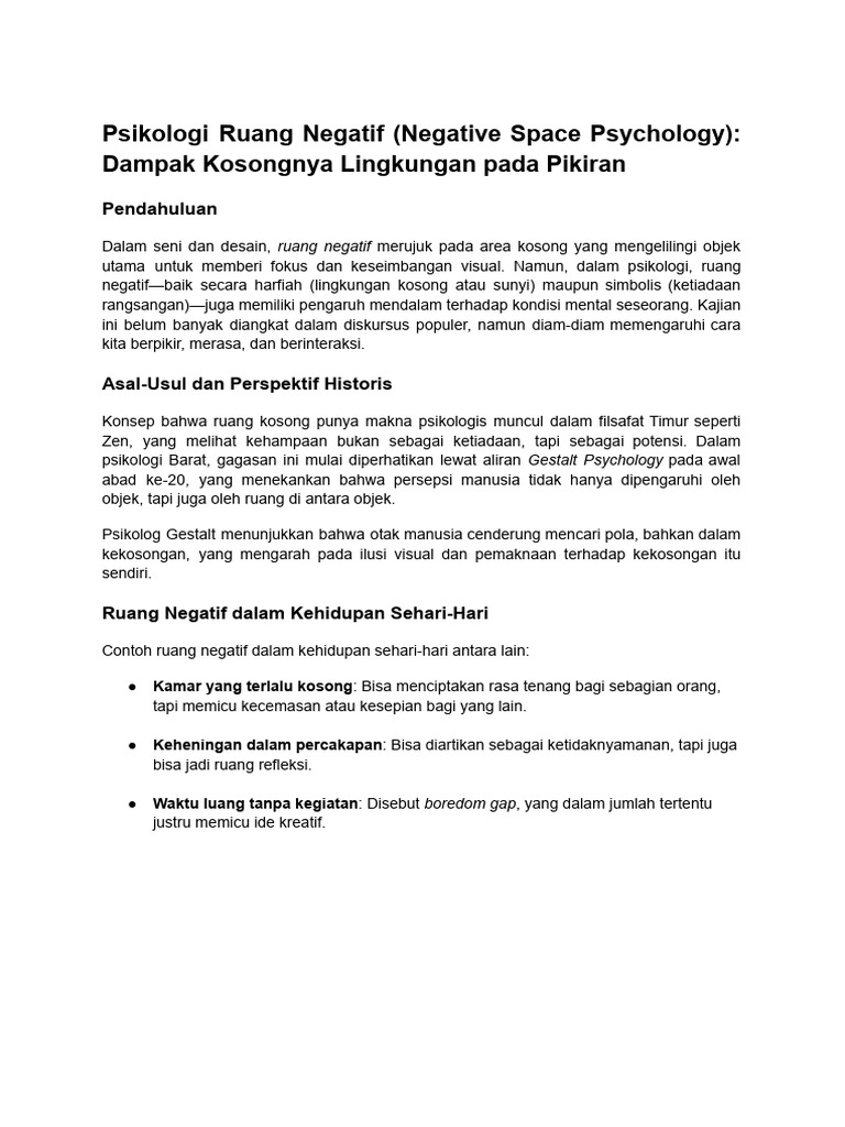 Psikologi Ruang Negatif dan Dampaknya | PDF