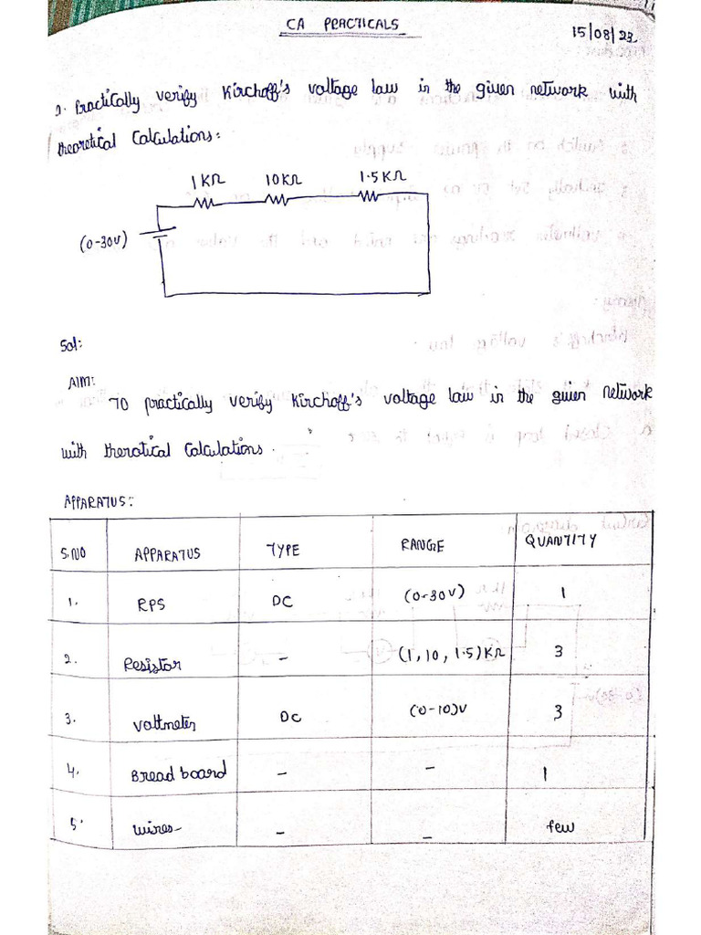 EC3271 Circuit Analysis Laboratory Answer Key | PDF