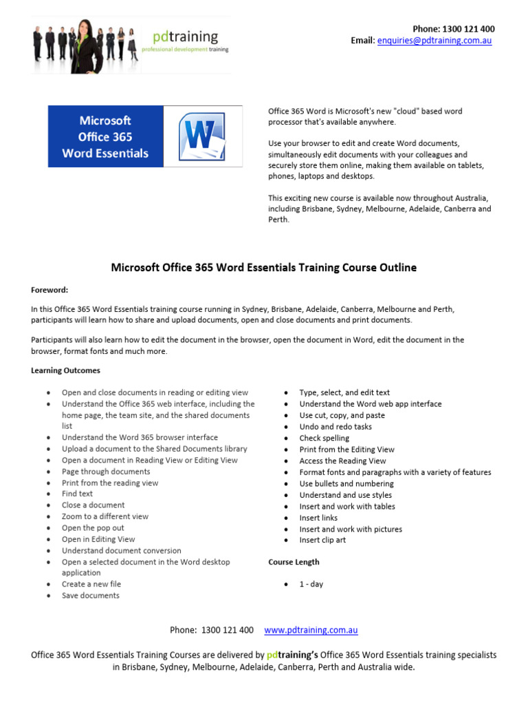 Office 365 Word Essentials Course | PDF | Microsoft Word | Software