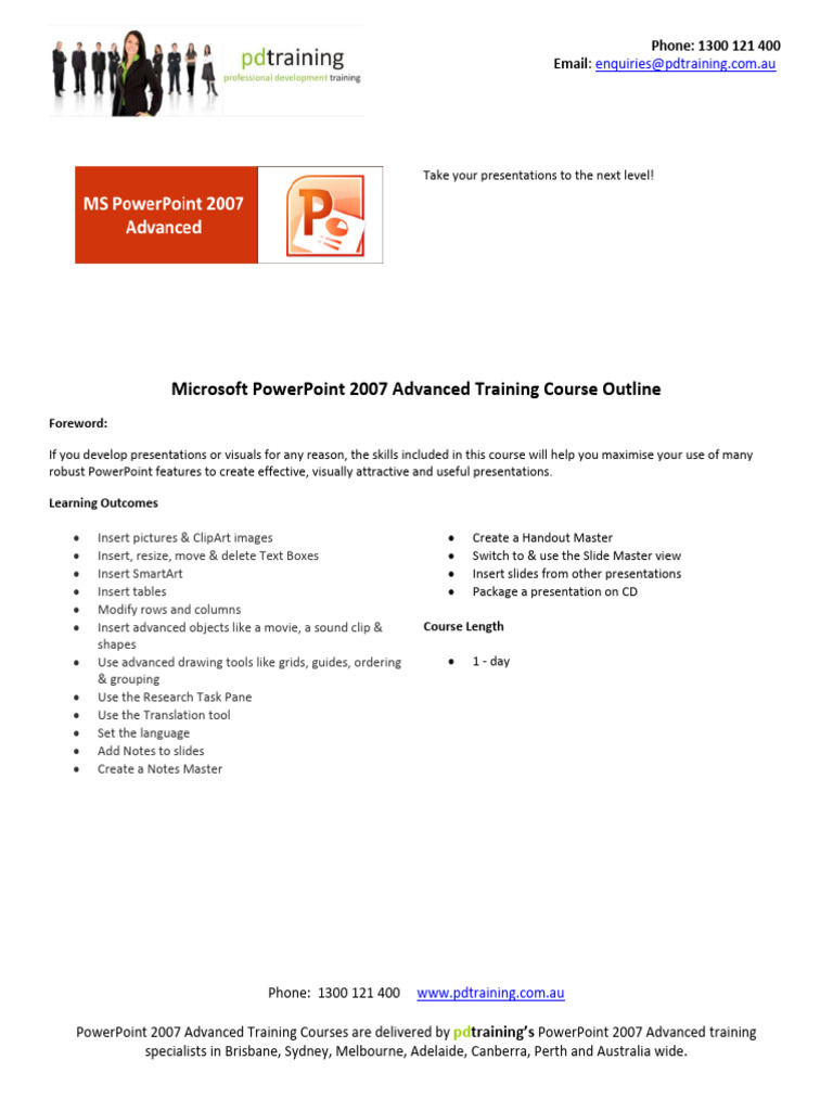 Powerpoint 2007 Advanced Training | PDF | Microsoft Power Point ...