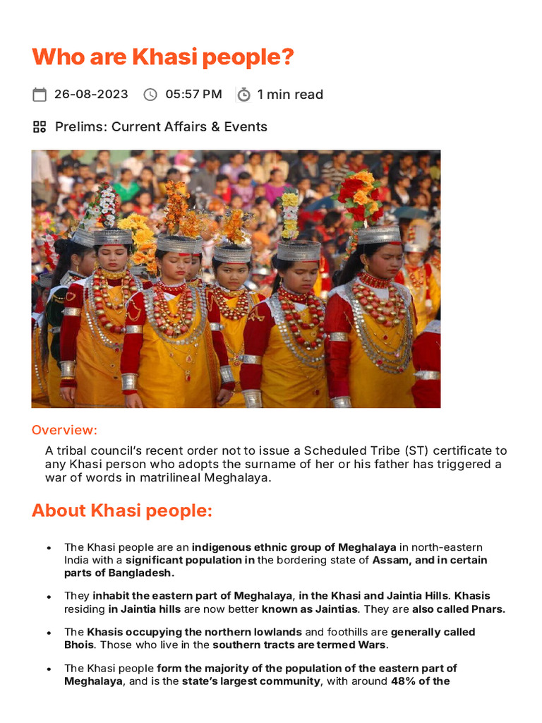 Who Are Khasi People | PDF