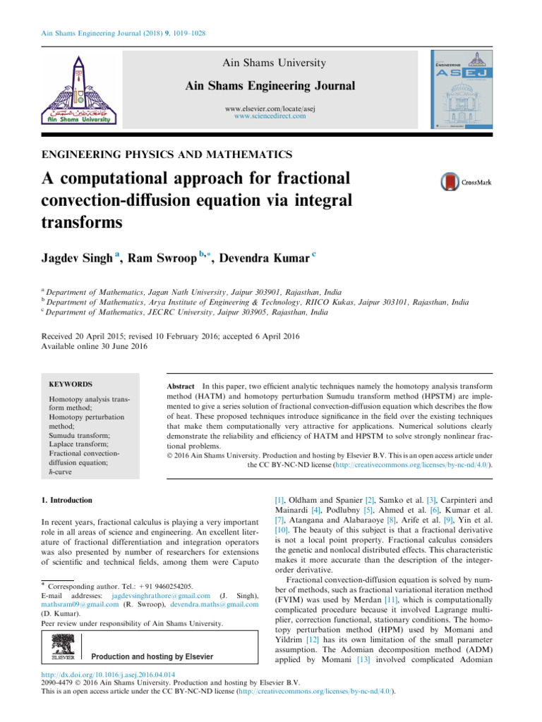 A Computational Approach For Fractional Convection Dif 2018 Ain Shams ...