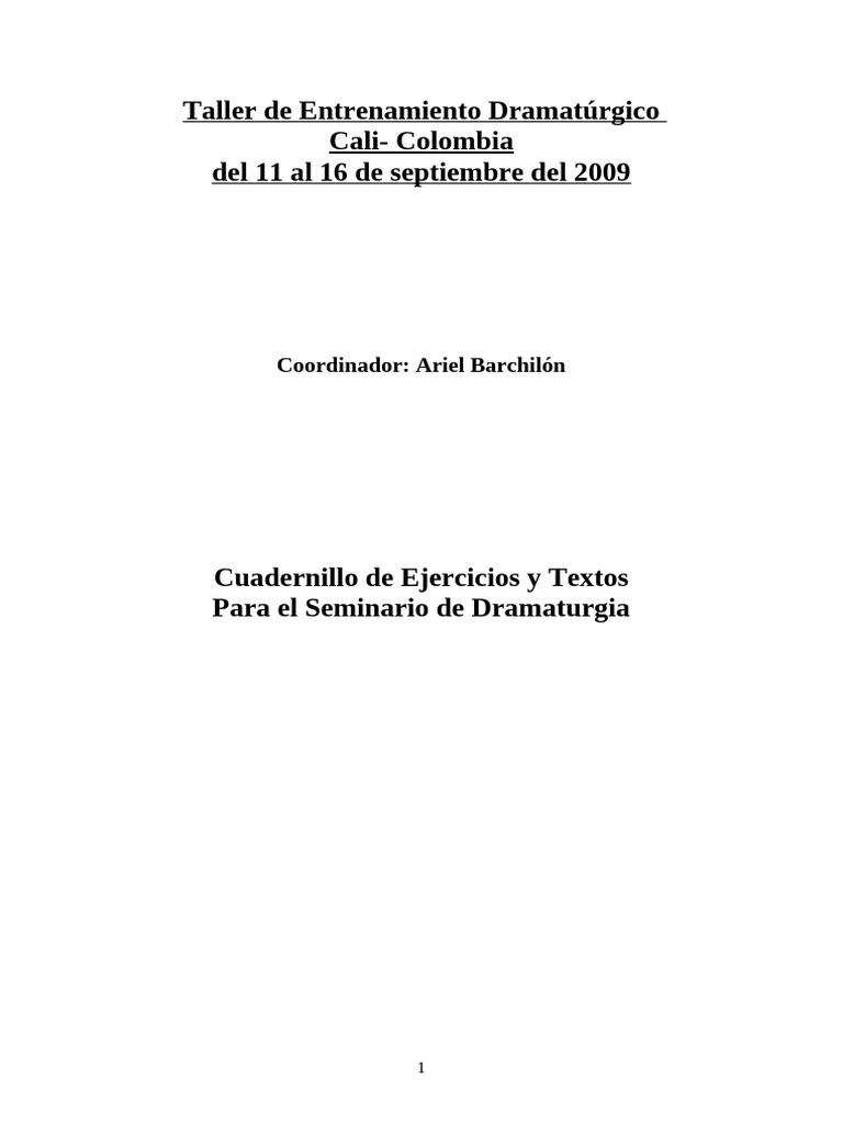 BARCHILÓN Cuadernillo de Ejercicios y Textos para El Seminario | PDF ...