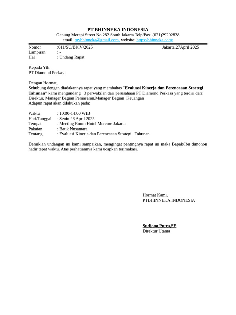 Surat Undang Rapat | PDF