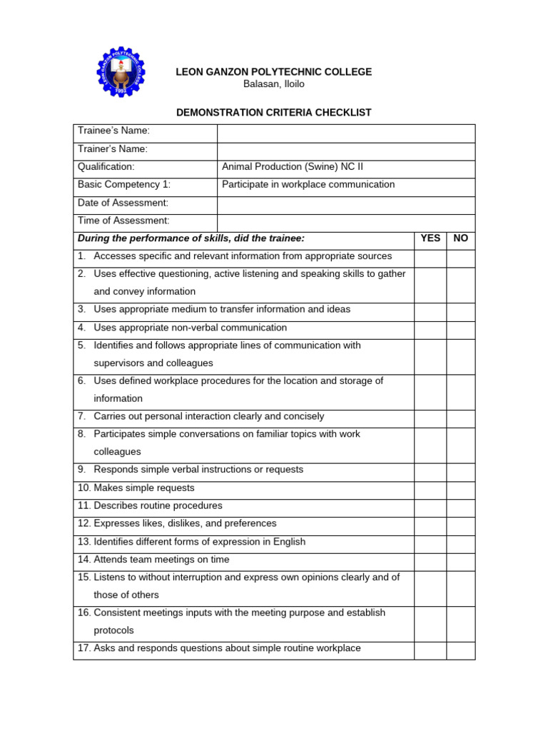 Demo Criteria Checklist Animal Production Swine | PDF | Waste ...