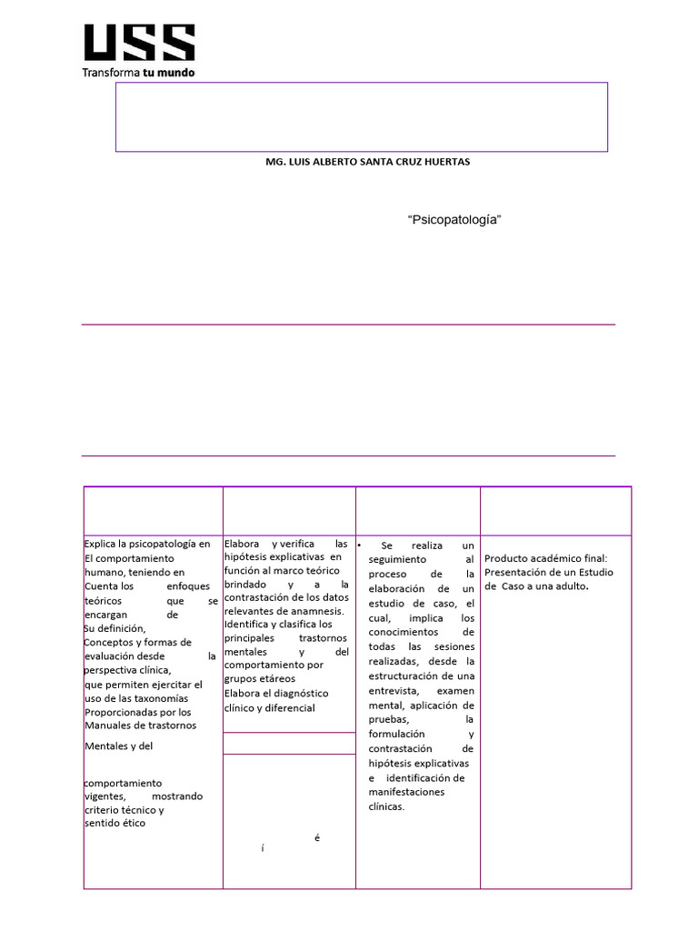 Guía Psicopatología PAF 2025-I | PDF | Sicología | Evaluación