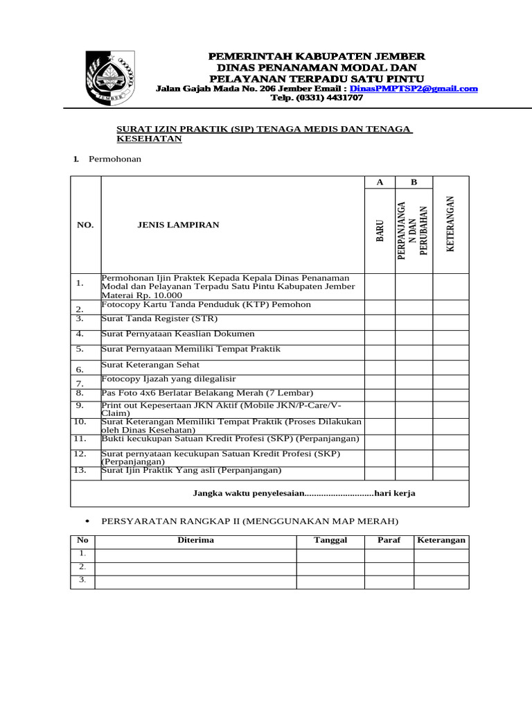 Formulir Permohonan SIP Baru | PDF