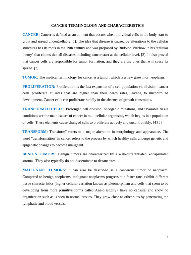 Cancer Terminology and Types Explained | PDF | Neoplasms | Cancer