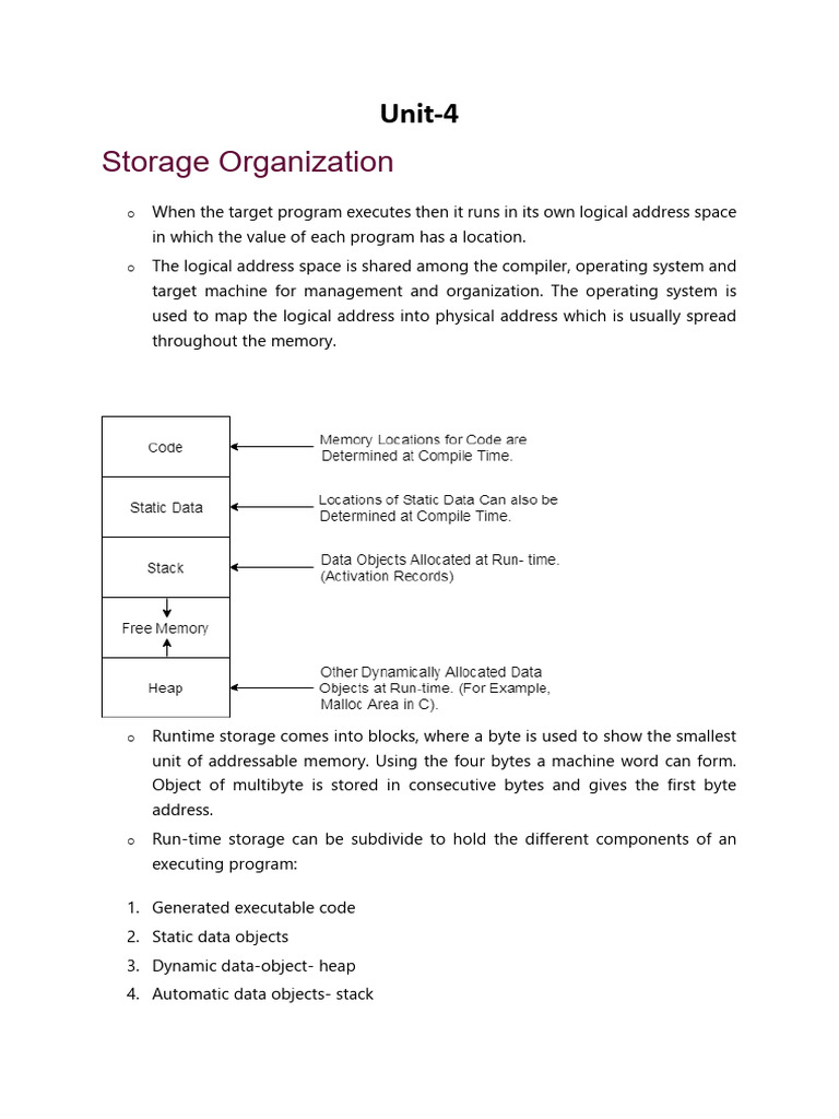 Storage Organization in Runtime Memory | PDF | Variable (Computer ...