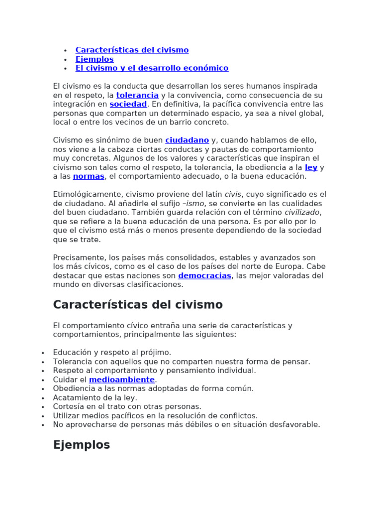 Características y ejemplos del civismo | PDF | Tolerancia | Comportamiento