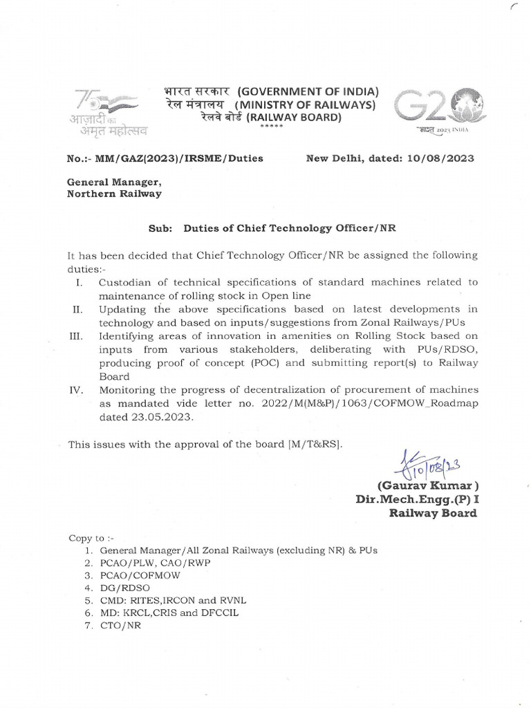 CTO Duties Letter To GM NR | PDF