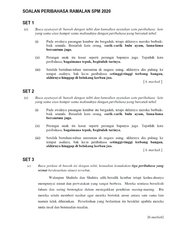 Peribahasa Target SPM 2020 | PDF