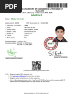 KU A Unit Admit Card | PDF