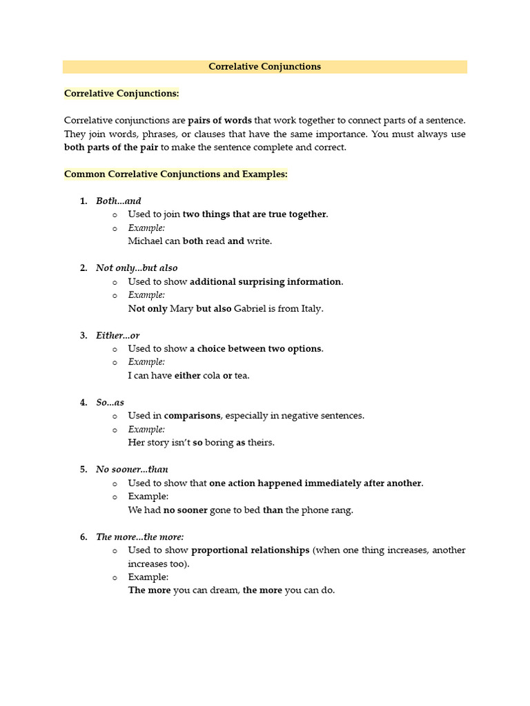 English - Correlative Conjunctions | PDF