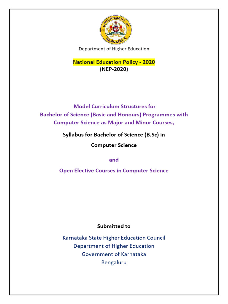 UG BSC Computer Science Syllabus NEP 2020 | PDF | Artificial ...
