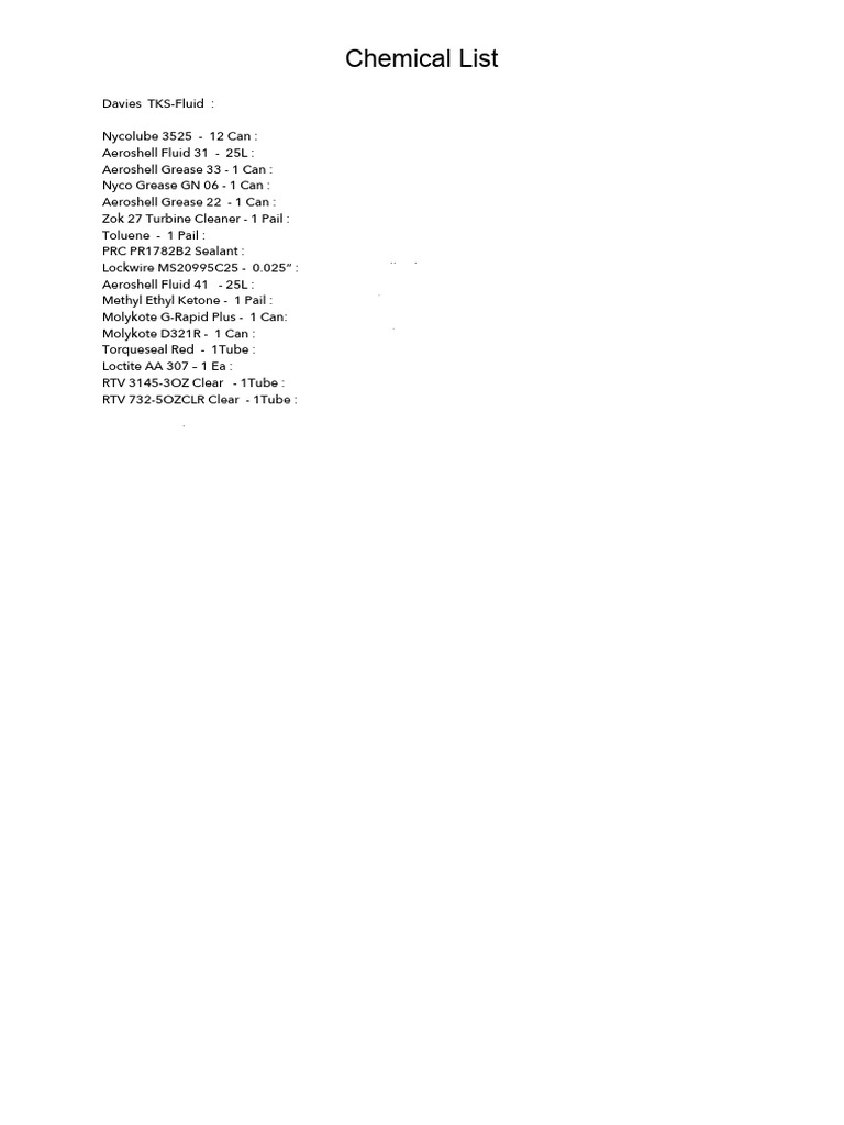 Chemical List | PDF