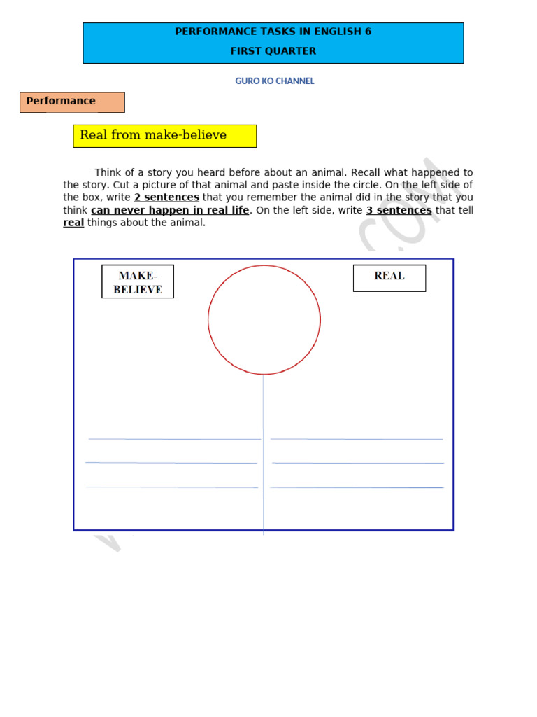 Grade 6 English Performance Tasks Q1 | PDF