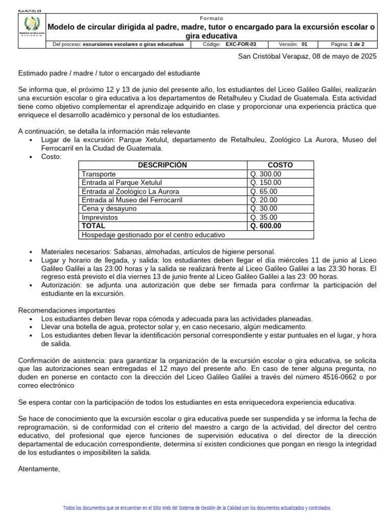 EXC-For-03 Modelo Circular Padre Madre Tutor Enc | PDF