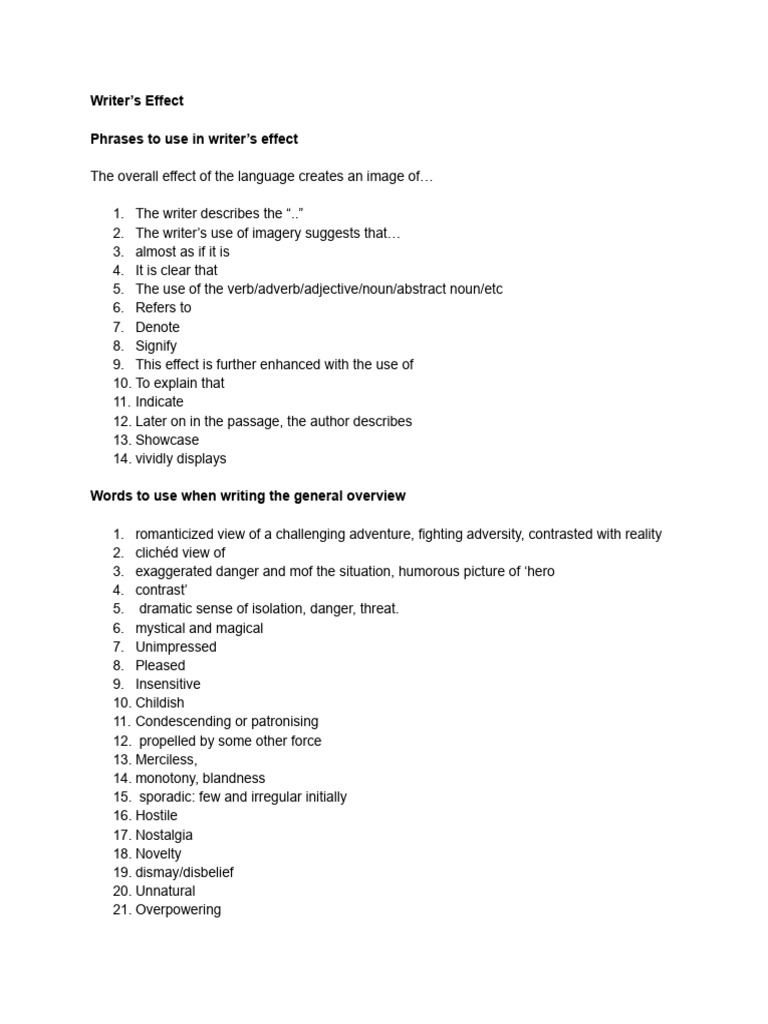 Writer's Effect | PDF