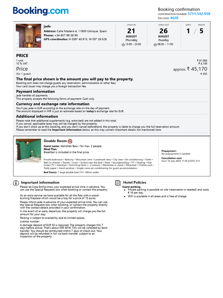 Confirmation Hotel | PDF | Exchange Rate | Payments