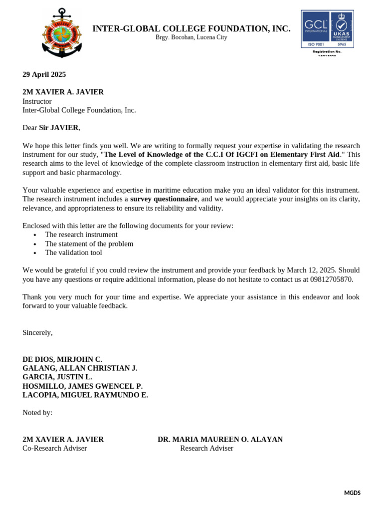 Letter To 2m Javier | PDF