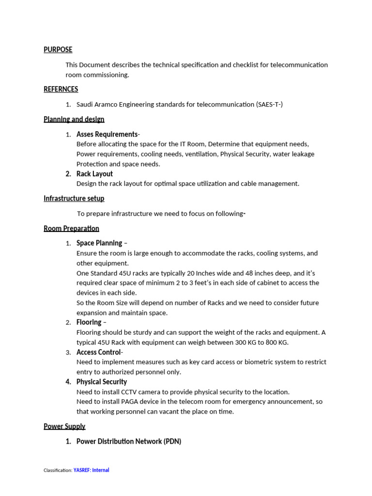 Telecom Room Commissioning Guide | PDF | Electronics | Electricity