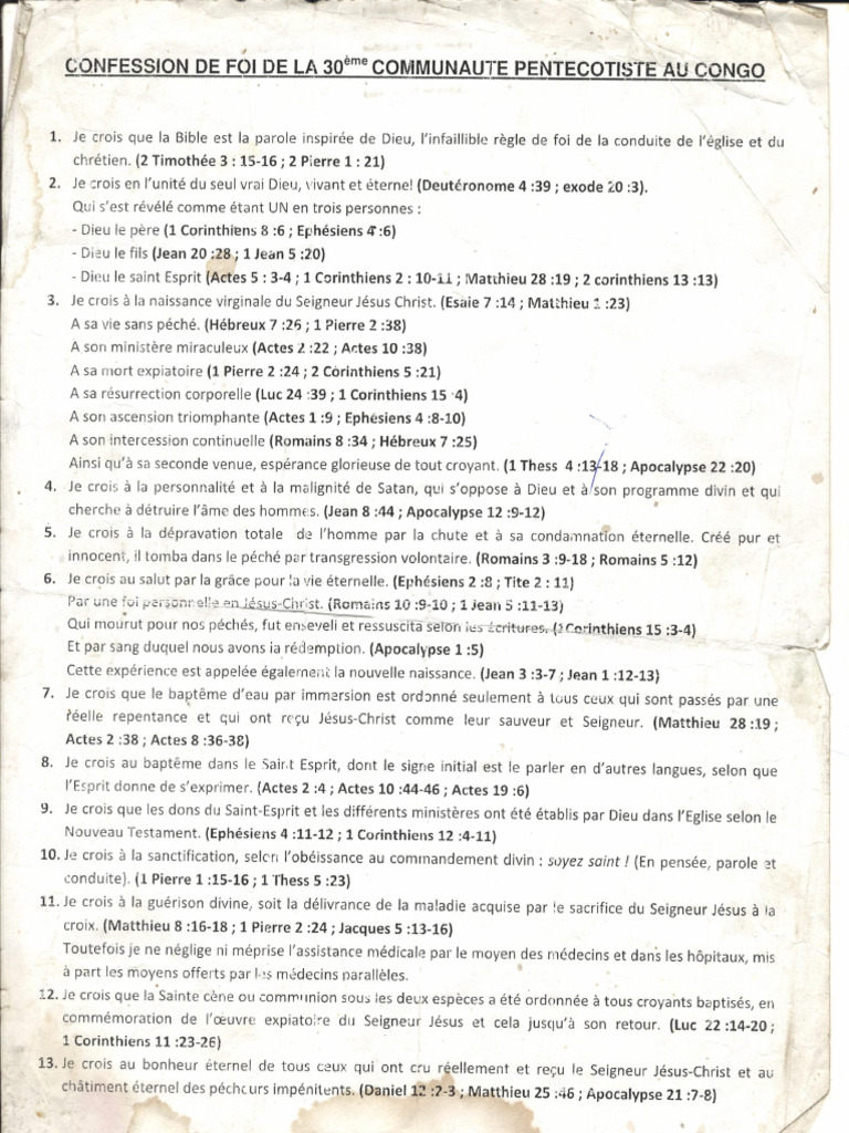 CONFESSION DE FOI DE LA 30è CPCO | PDF
