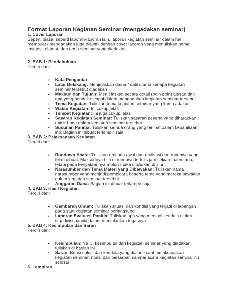 Format Laporan Kegiatan Seminar | PDF