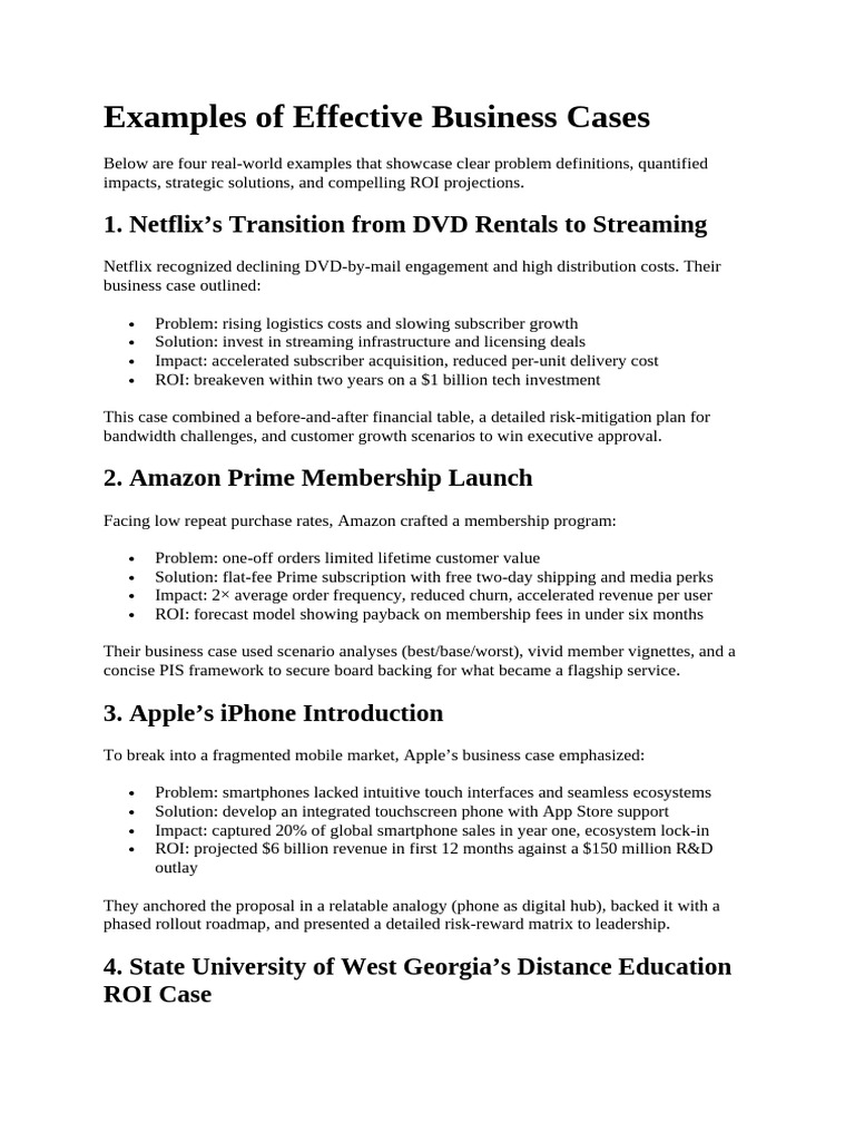 Effective Business Case Examples | PDF | Smartphone | Subscription ...