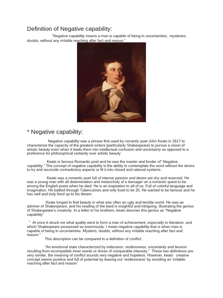Definition of Negative Capability | PDF | John Keats