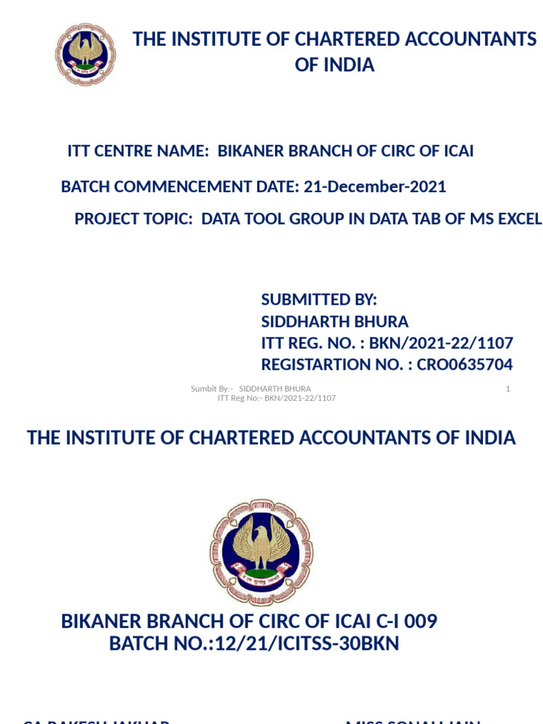 Siddharth Bhura - Data Tool Group in Ms Excel | PDF | Microsoft Excel ...