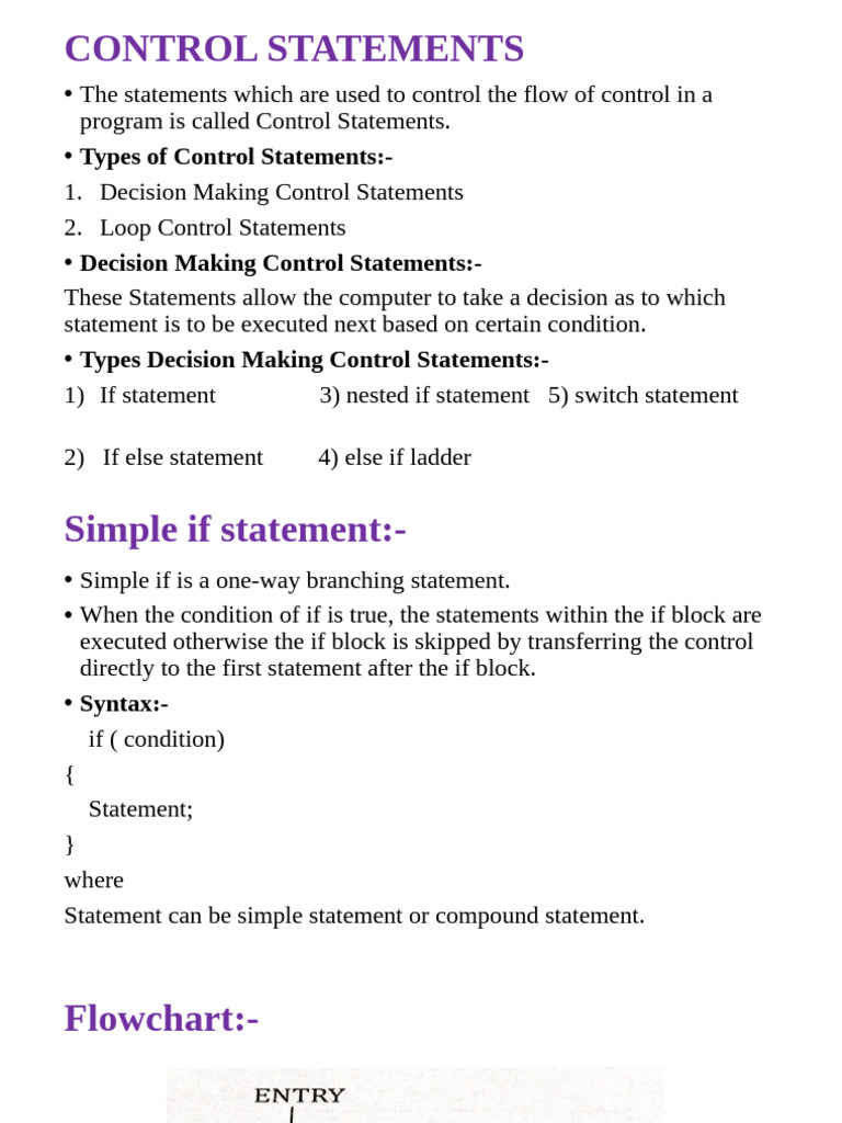 CONTROL STATEMENTS frAluF | PDF | Control Flow | Computer Engineering