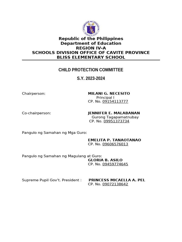 Child Protection Committee 2023-2024 | PDF