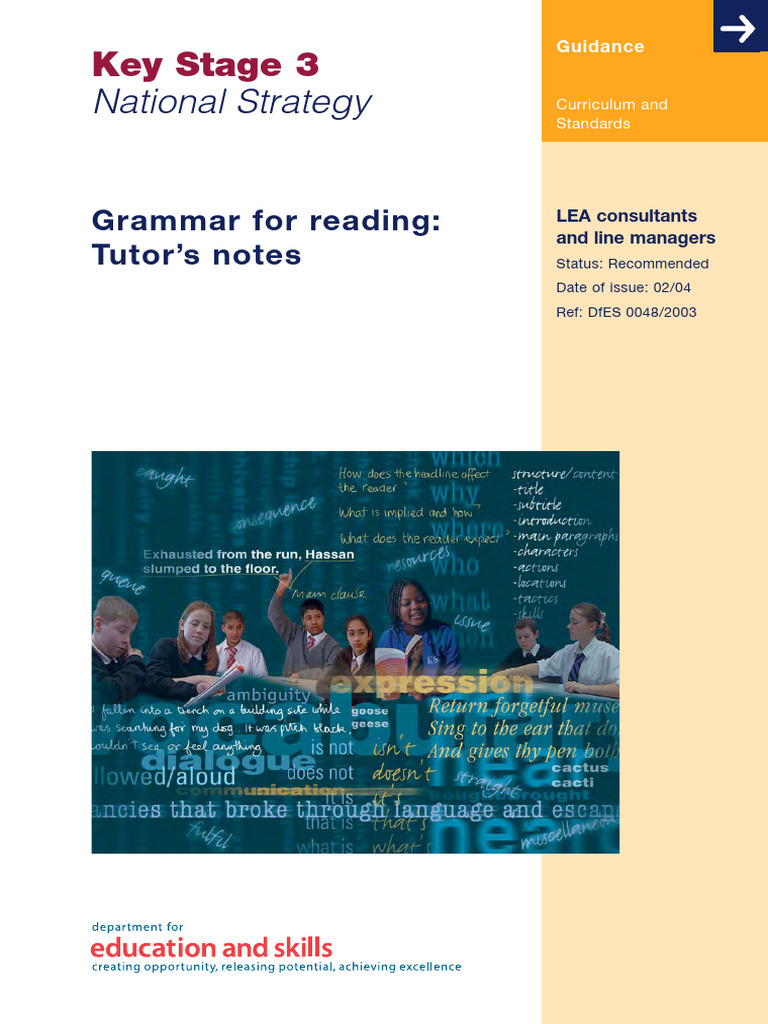 Key Stage 3 Grammar Tutor's Notes | PDF | Adjective | Verb