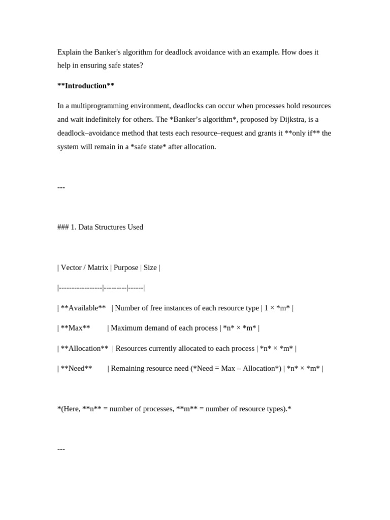 16 Mark Answer Bankers Algorithm | PDF | Computer Science | Applied Mathematics