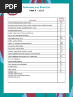 Year 7 Book & Stationery List 2024 | PDF | Pencil | Stationery