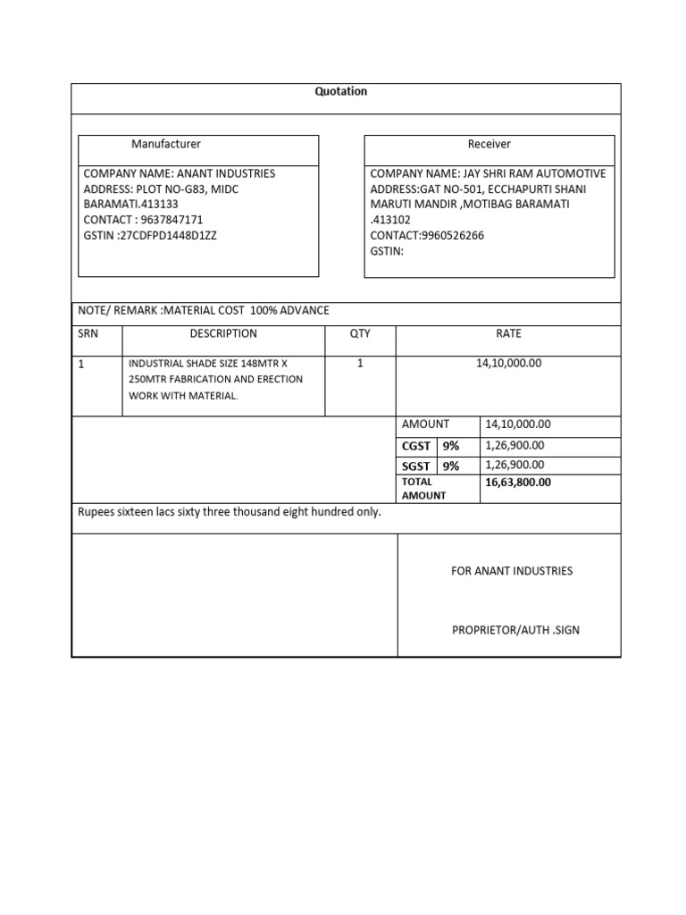 Shed Quotation | PDF