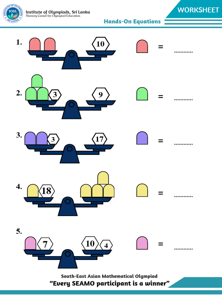 Hands-On Equations Lesson 1 | PDF