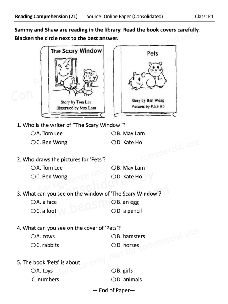 21-25. P1 English Reading Comprehension | PDF