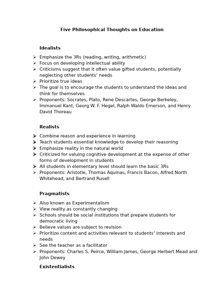 Summary Notes For LET (PROF ED) | PDF | Pragmatism | Progressivism