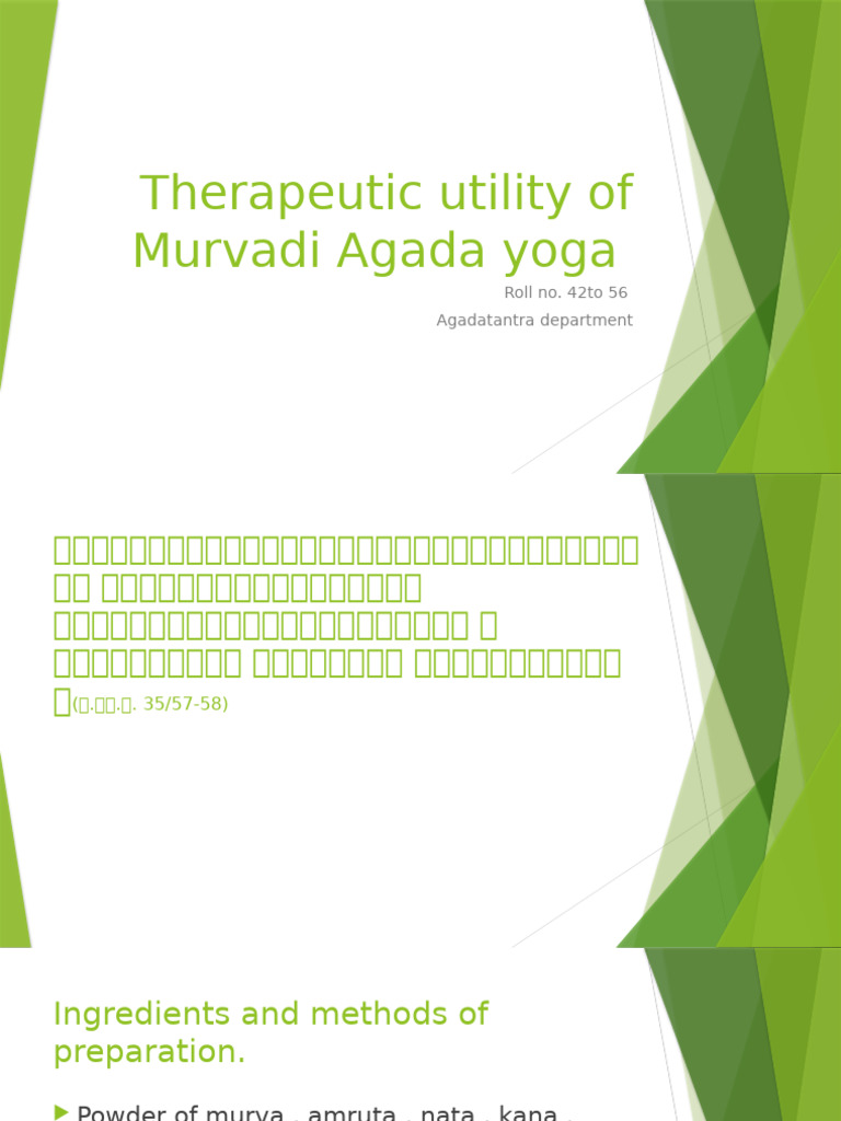 Therapeutic Benefits of Murvadi Agada | PDF