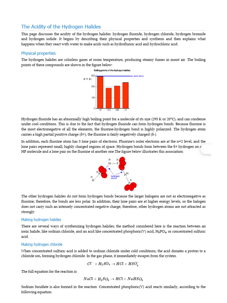 The Acidity of The Hydrogen Halides - Chemistry LibreTexts | PDF | Acid ...