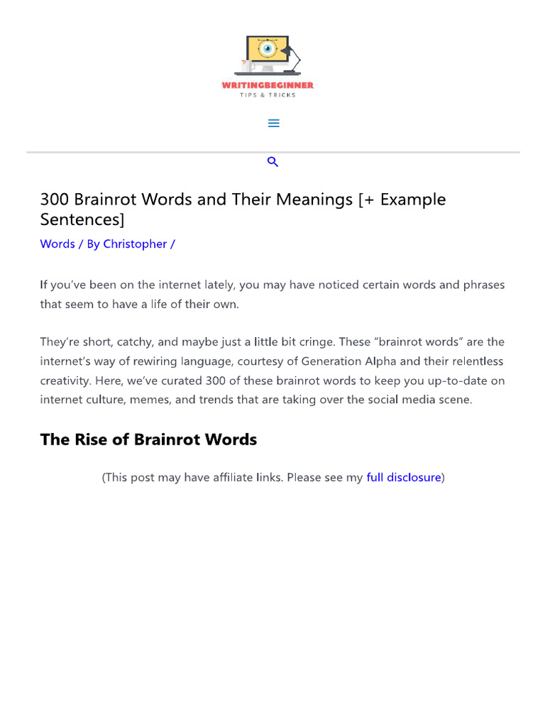Brainrot Slang Words | PDF