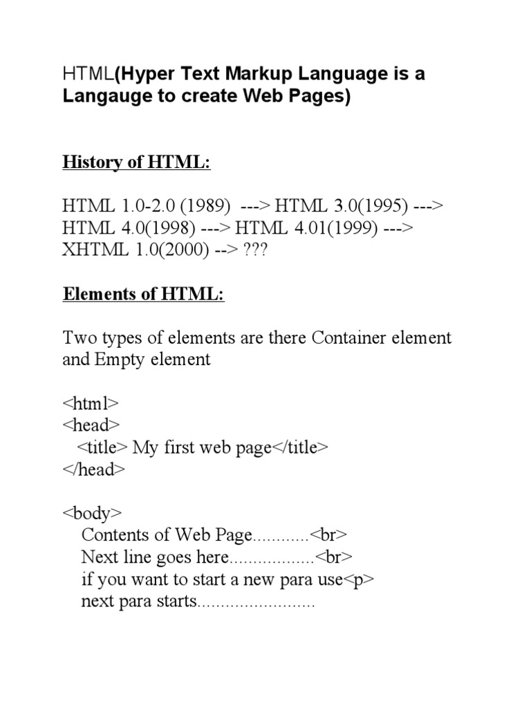 Langauge To Create Web Pages) | PDF | Electronic Data Interchange | Html
