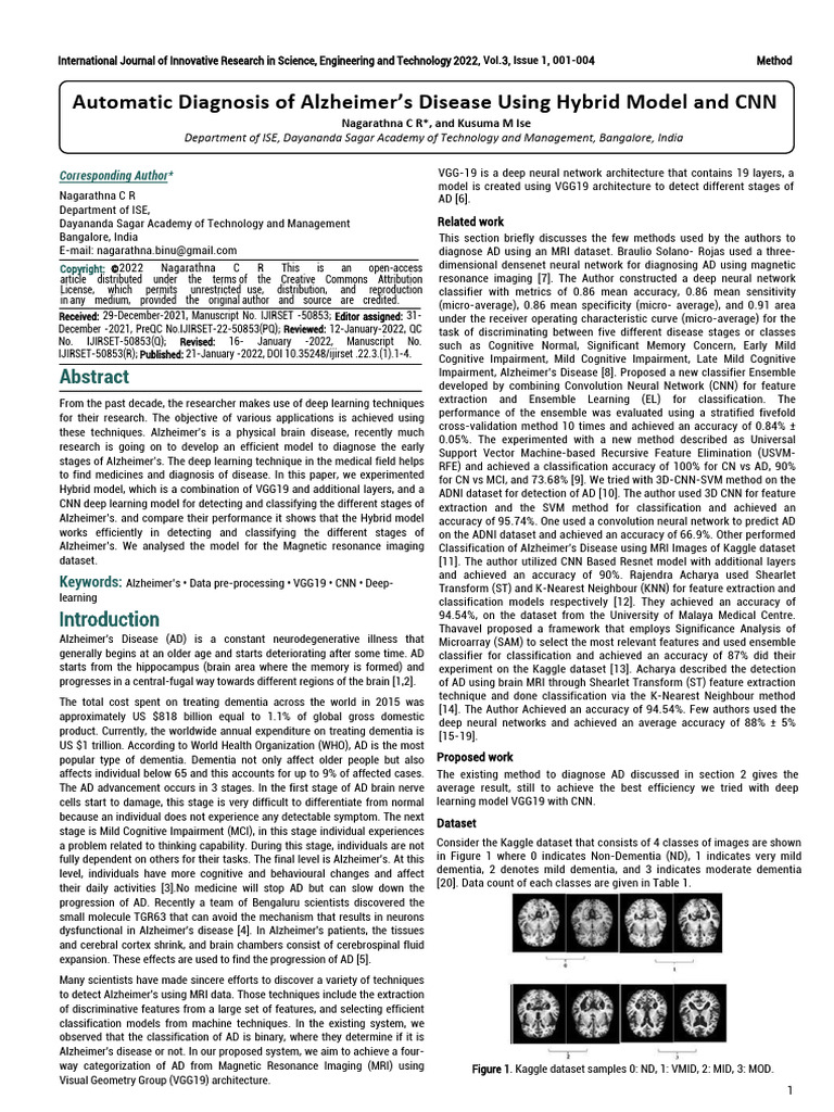 Automatic Diagnosis of Alzheimers Disease Using Hybrid Model and CNN ...
