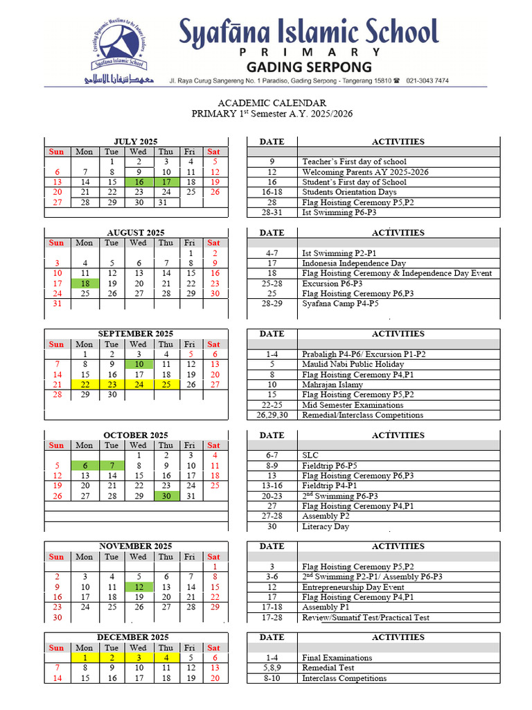 Academic Calendar 2025-2026 Overview | PDF | Educational Stages ...