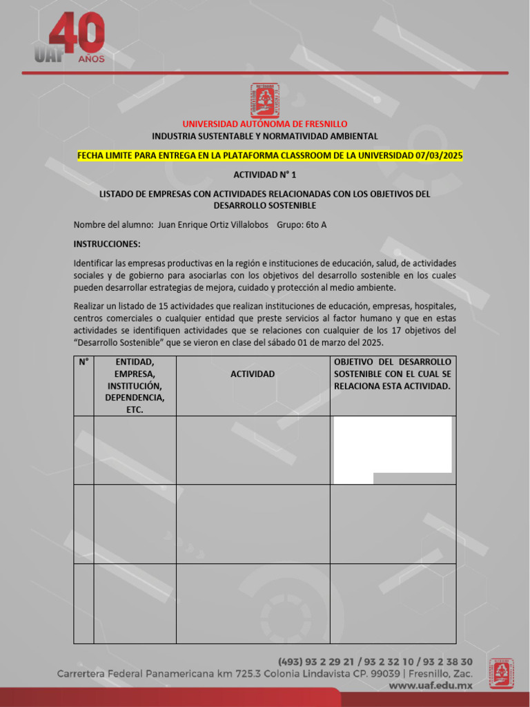 Actividad #1 Industria Sustentable y Normatividad Ambiental | PDF | Sustentabilidad | Desarrollo ...